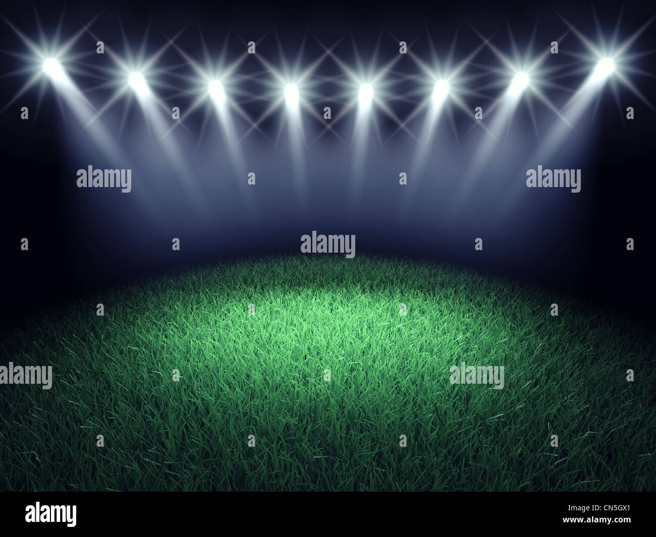 Sports arena spotlights and turf , 3d illustration Stock Photo - Alamy