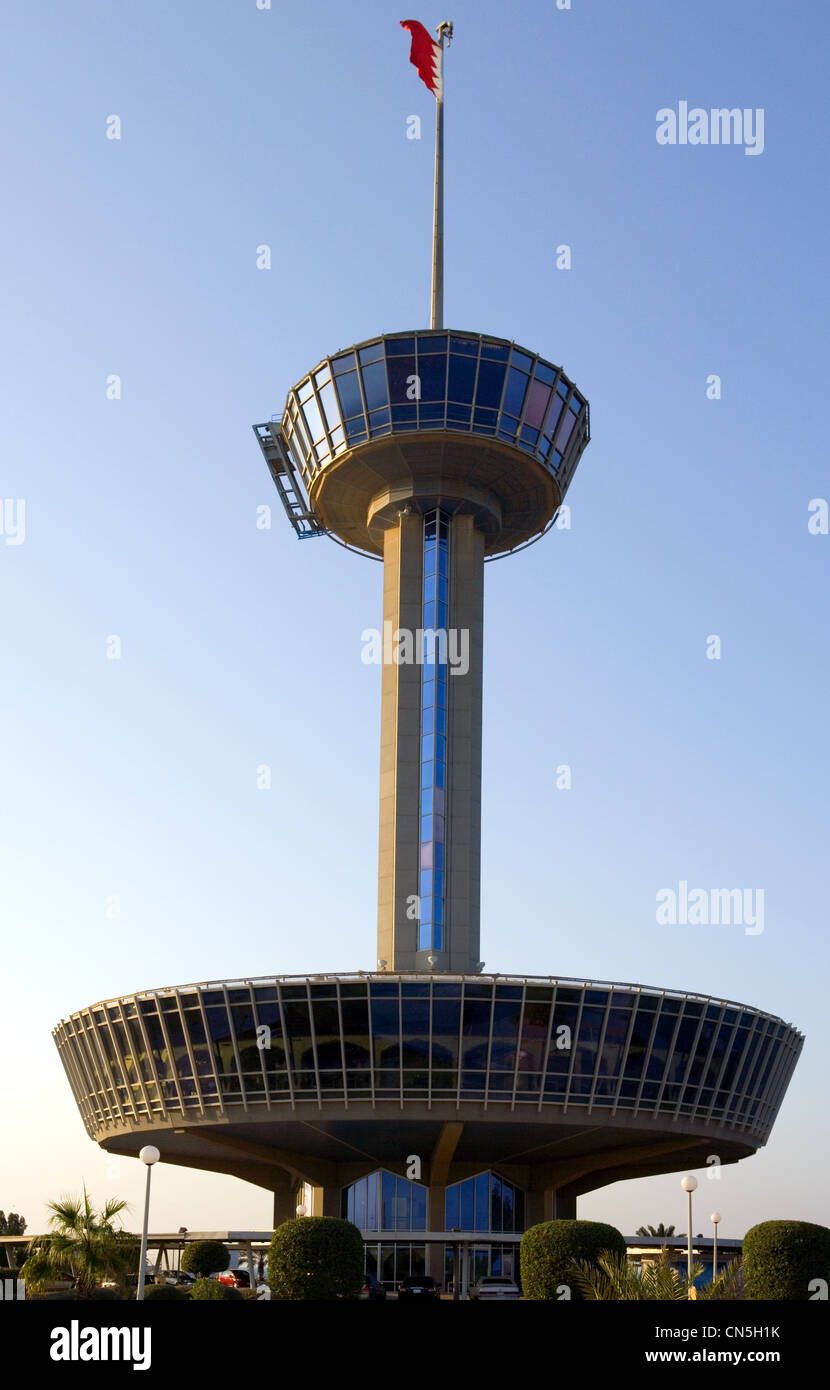 Bahrain, the King Fahad Causeway to Saudi Arabia, the control tower ...