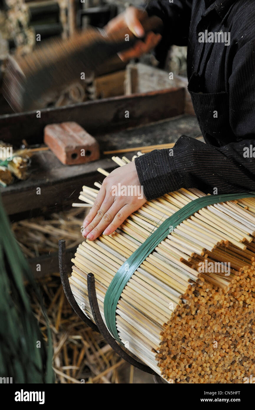 Vietnam, Hoa Binh Province, Mai Chau, bamboo chopstick factory Stock ...
