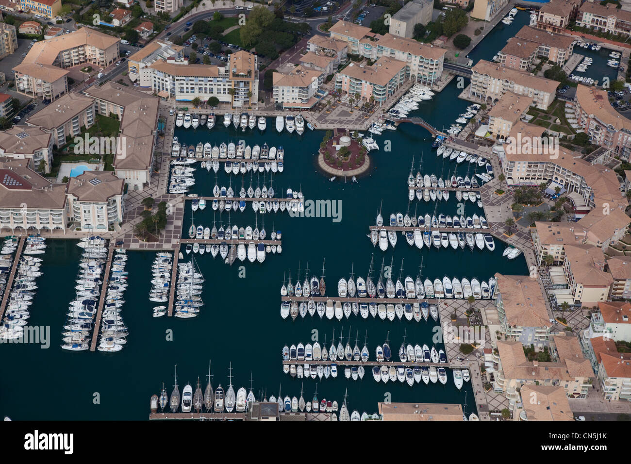 France, Var, Frejus marina and sailing (aerial view Stock Photo - Alamy