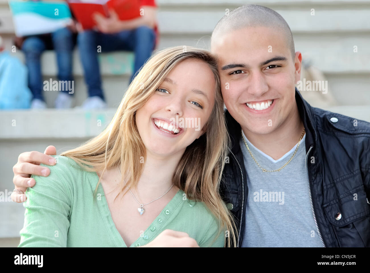 happy student couple on campus Stock Photo - Alamy
