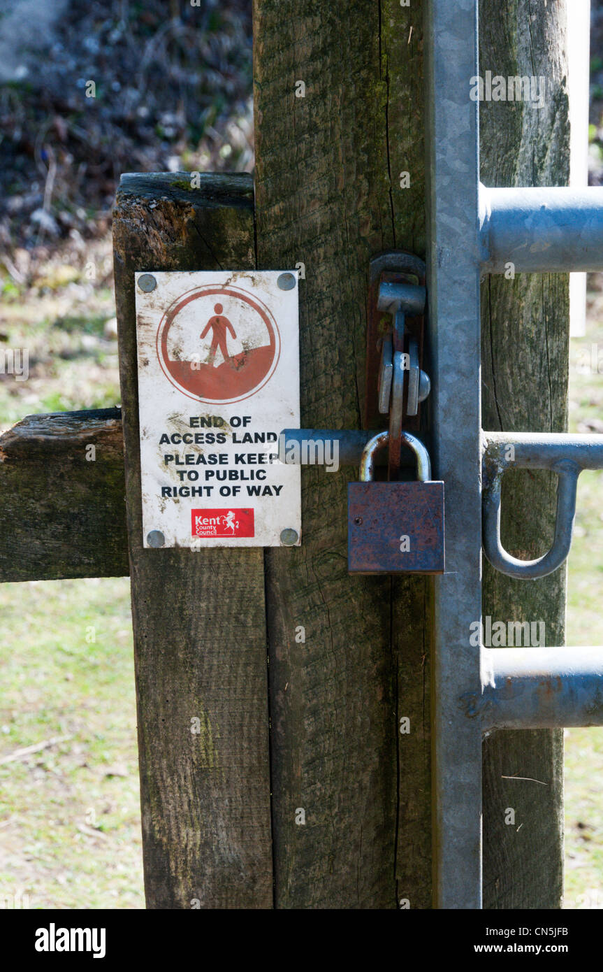 A sign marks the end of public access land and the start of a public ...