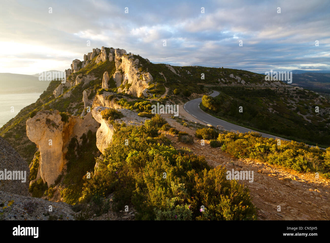 France, Bouches du Rhone, Cassis, Route des Cretes (Crest Road) at Cap ...