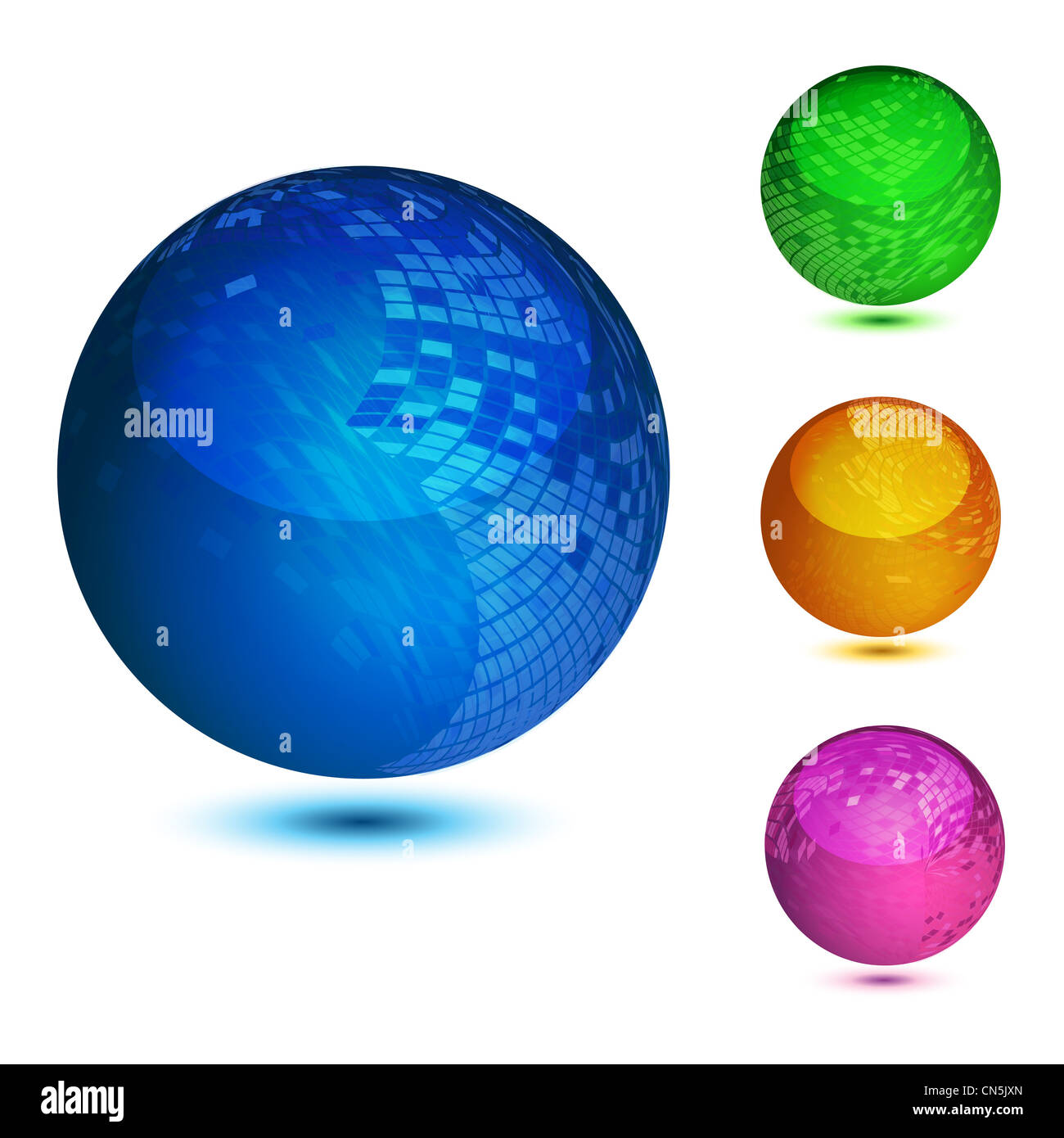 Glossy colorful abstract globes with different mosaic patterns. EPS10 ...