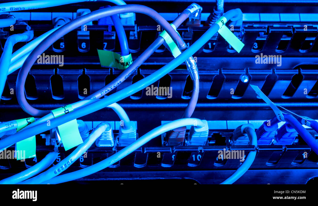 optic fiber cables connected to data center Stock Photo - Alamy