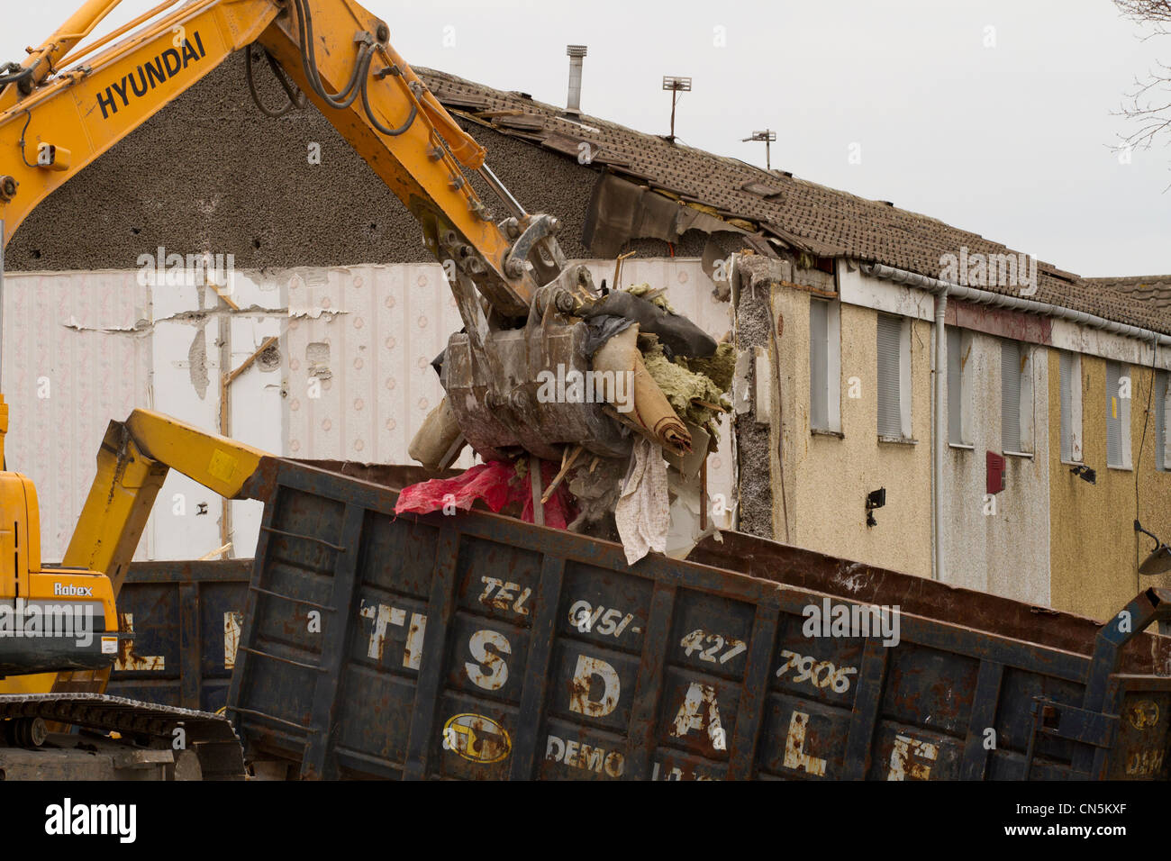 Demolition of tinned-up homes in Liverpool near to the edge lane ...