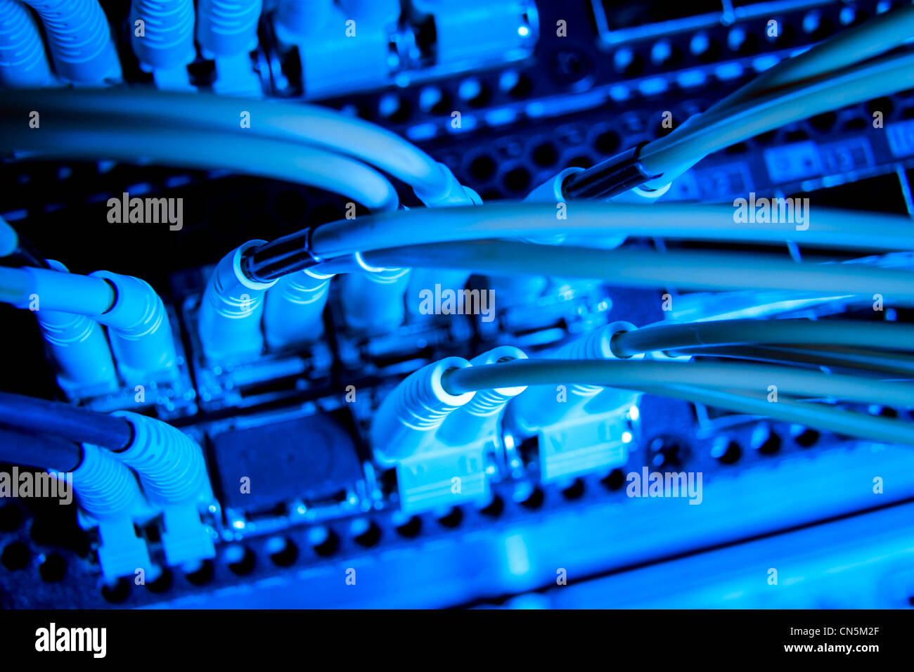 optic fiber cables connected to data center Stock Photo - Alamy