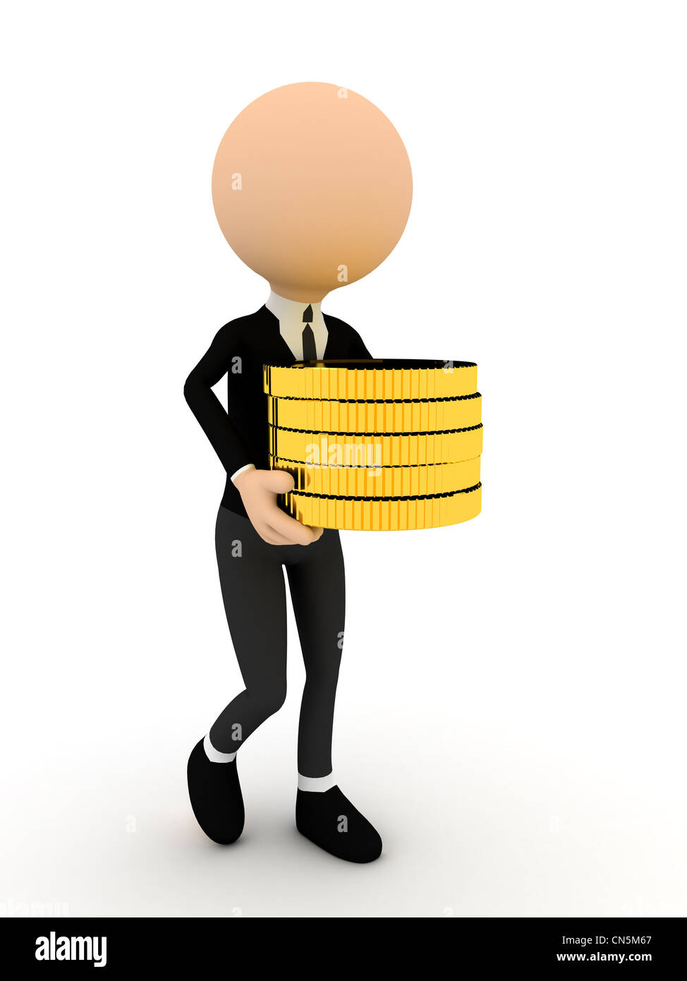3d person with gold coins. computer generated image Stock Photo - Alamy