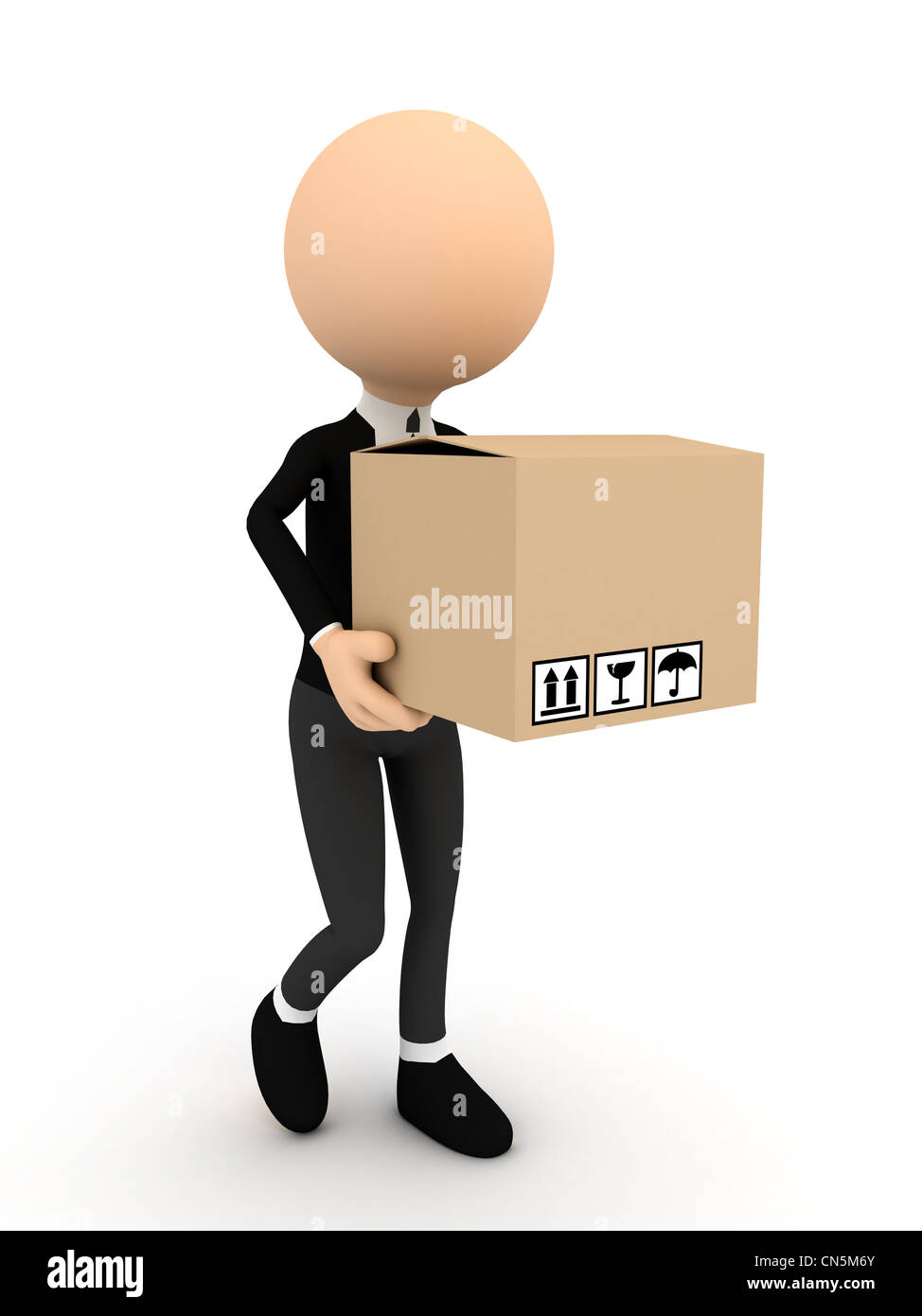 3d person with carton package. computer generated image Stock Photo - Alamy