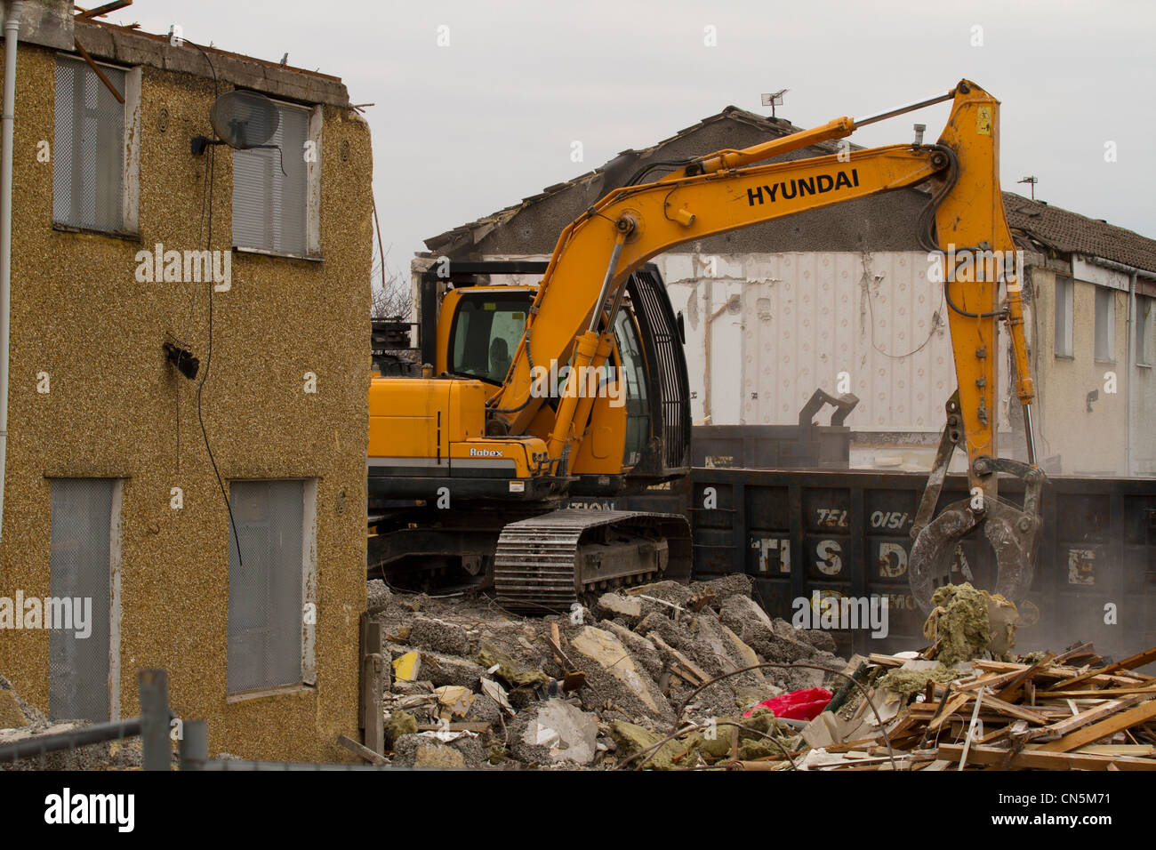 Demolition of tinned-up homes in Liverpool near to the edge lane ...