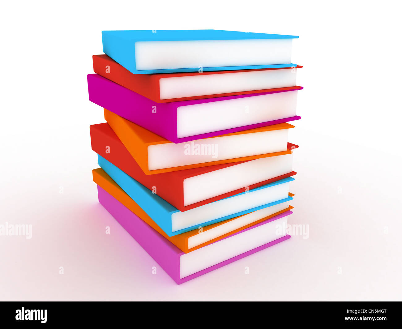 Stack of Books on white background . 3d render Stock Photo - Alamy