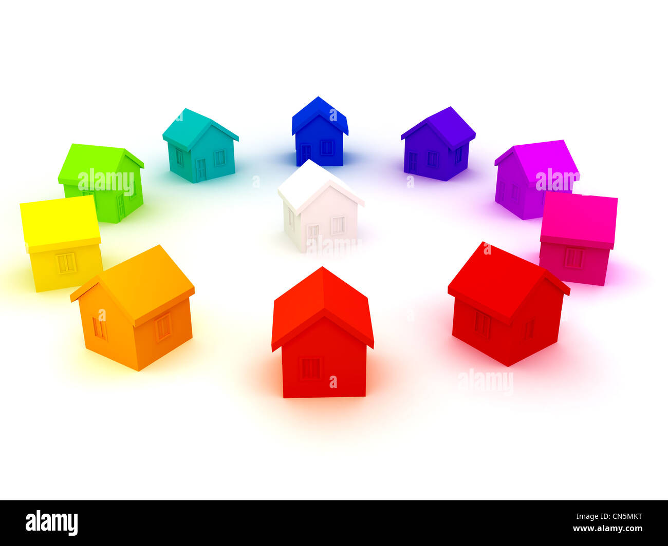 Group of houses. 3d render Stock Photo - Alamy