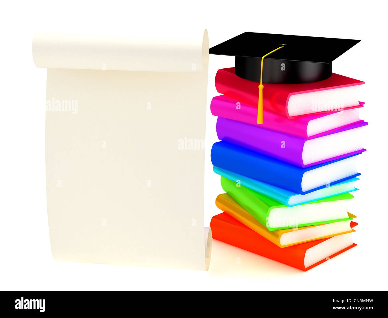 3d render graduation cap books hi-res stock photography and images - Alamy