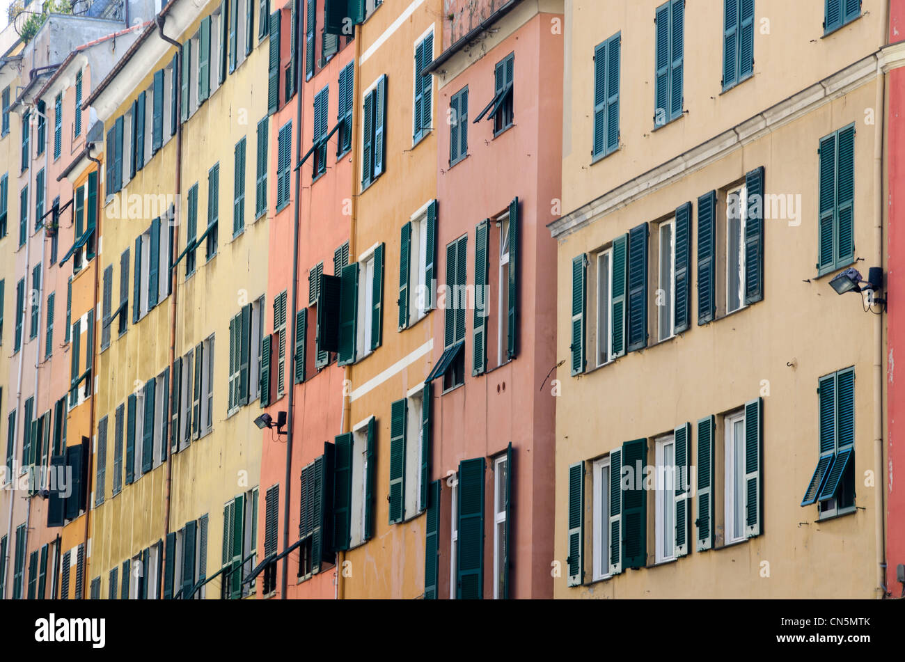 colorful houses in the historic center of Genoa, Italy Stock Photo - Alamy