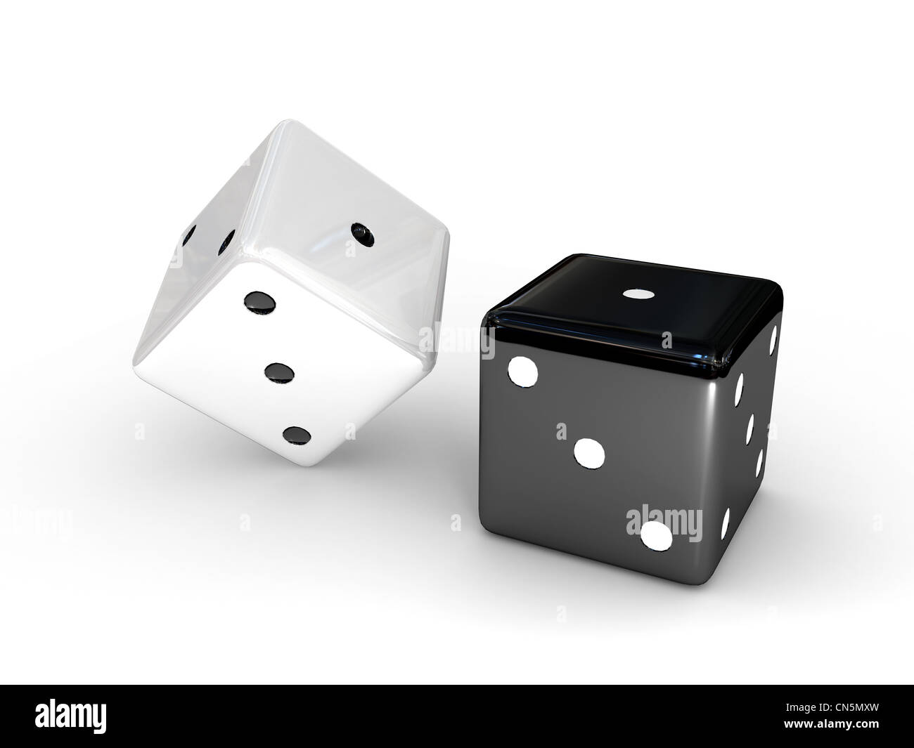 Two dices over white background. 3d render Stock Photo - Alamy