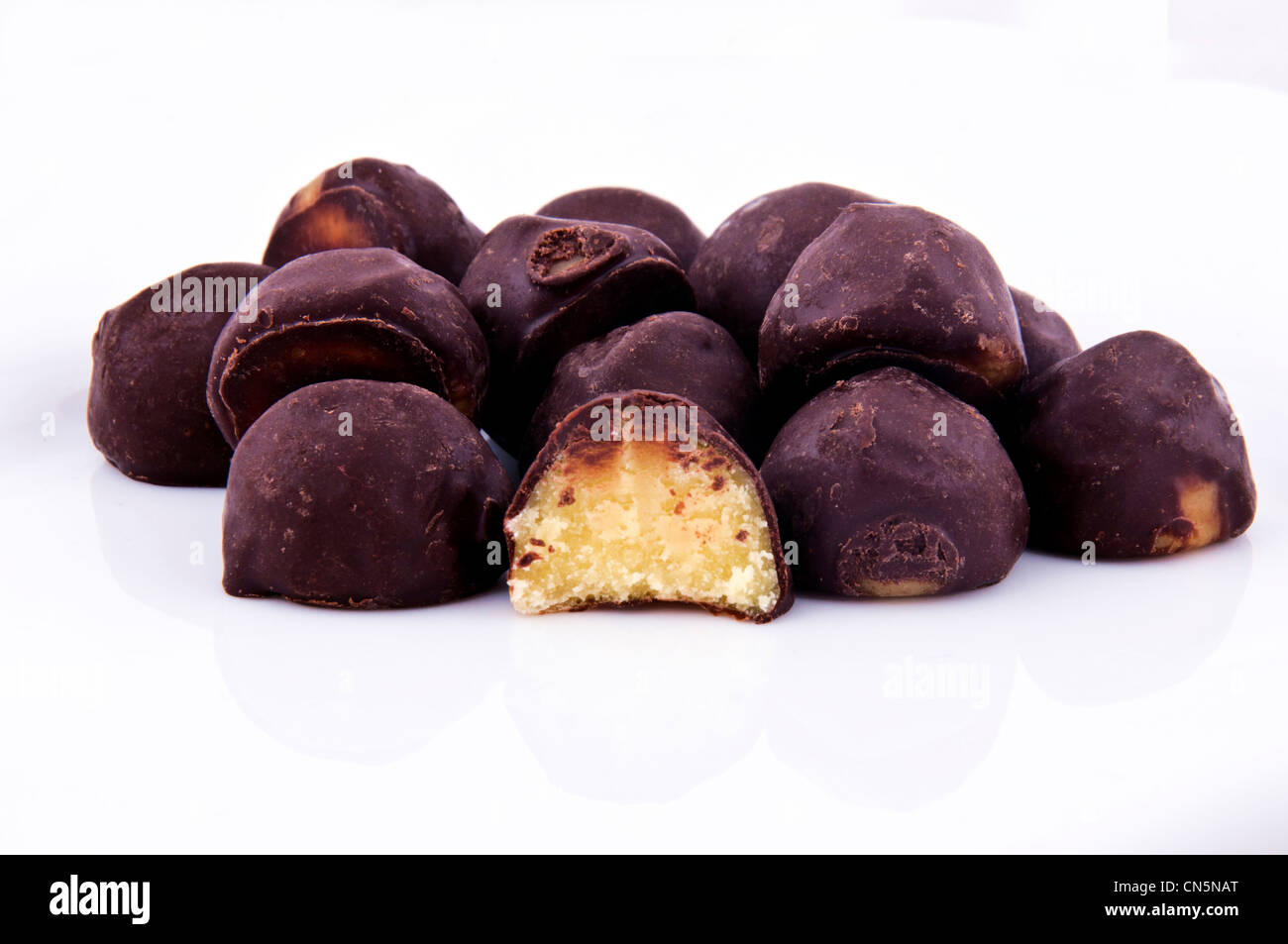 Isolated on studio shot, chocolate pralines with citrus Stock Photo - Alamy
