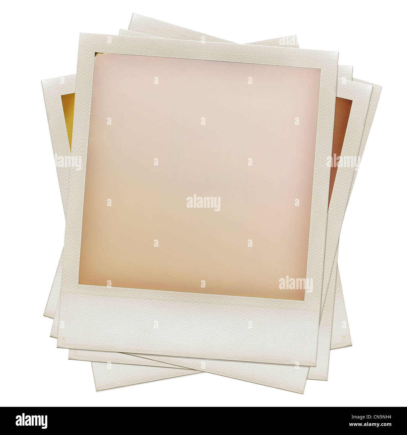 A pile of grungy blank instant film frames with abstract filling, kind ...