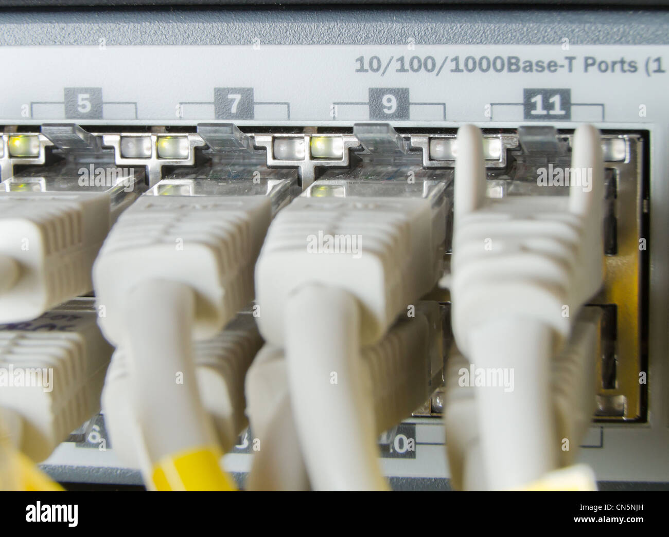 network cables connected to hub Stock Photo - Alamy