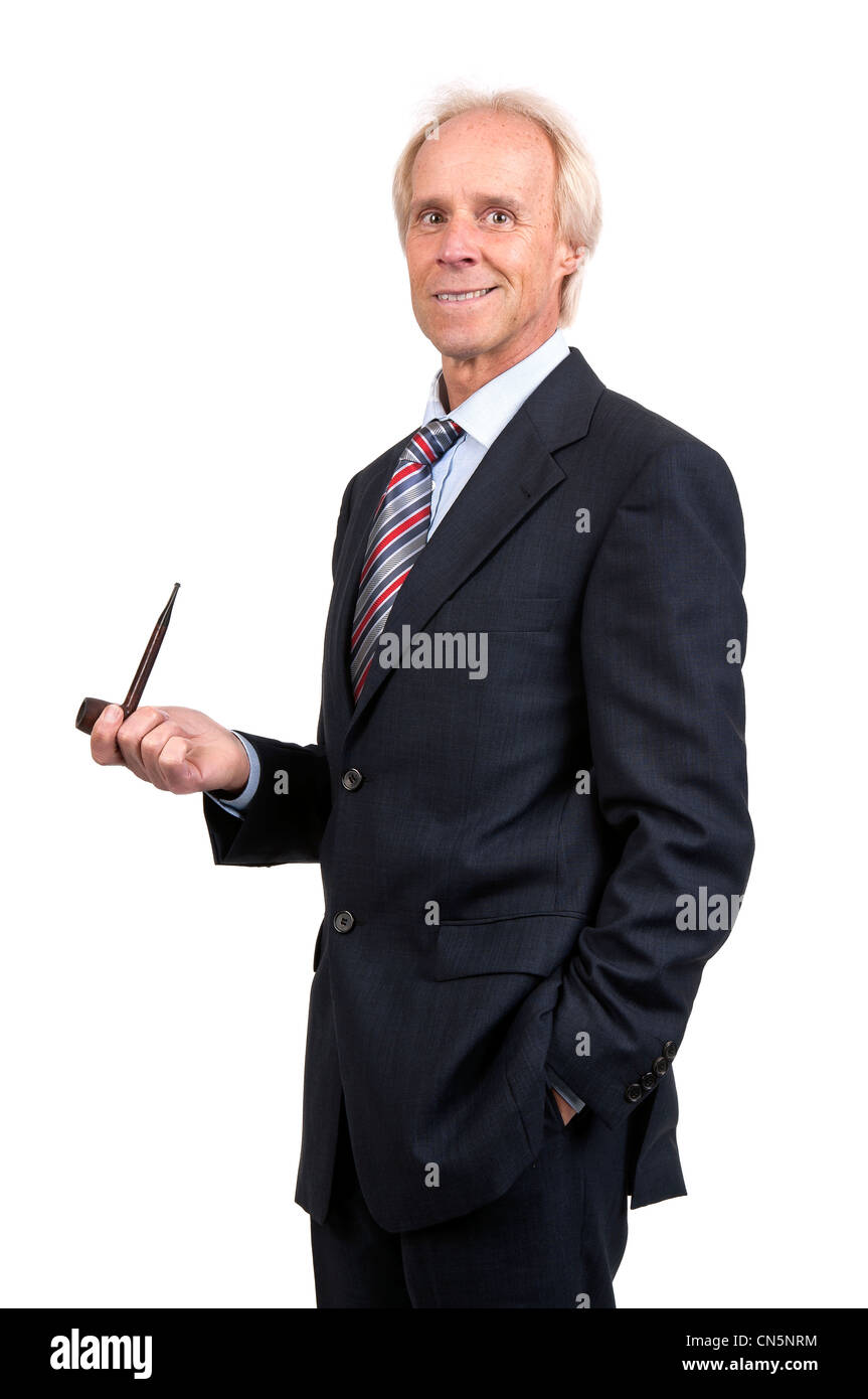 Mature businessman with a pipe Stock Photo - Alamy