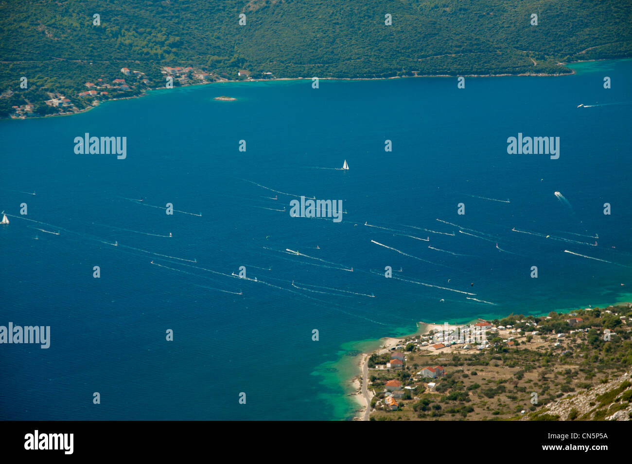 Windsurfers near Viganj on Peljeski channel, Croatia Stock Photo - Alamy
