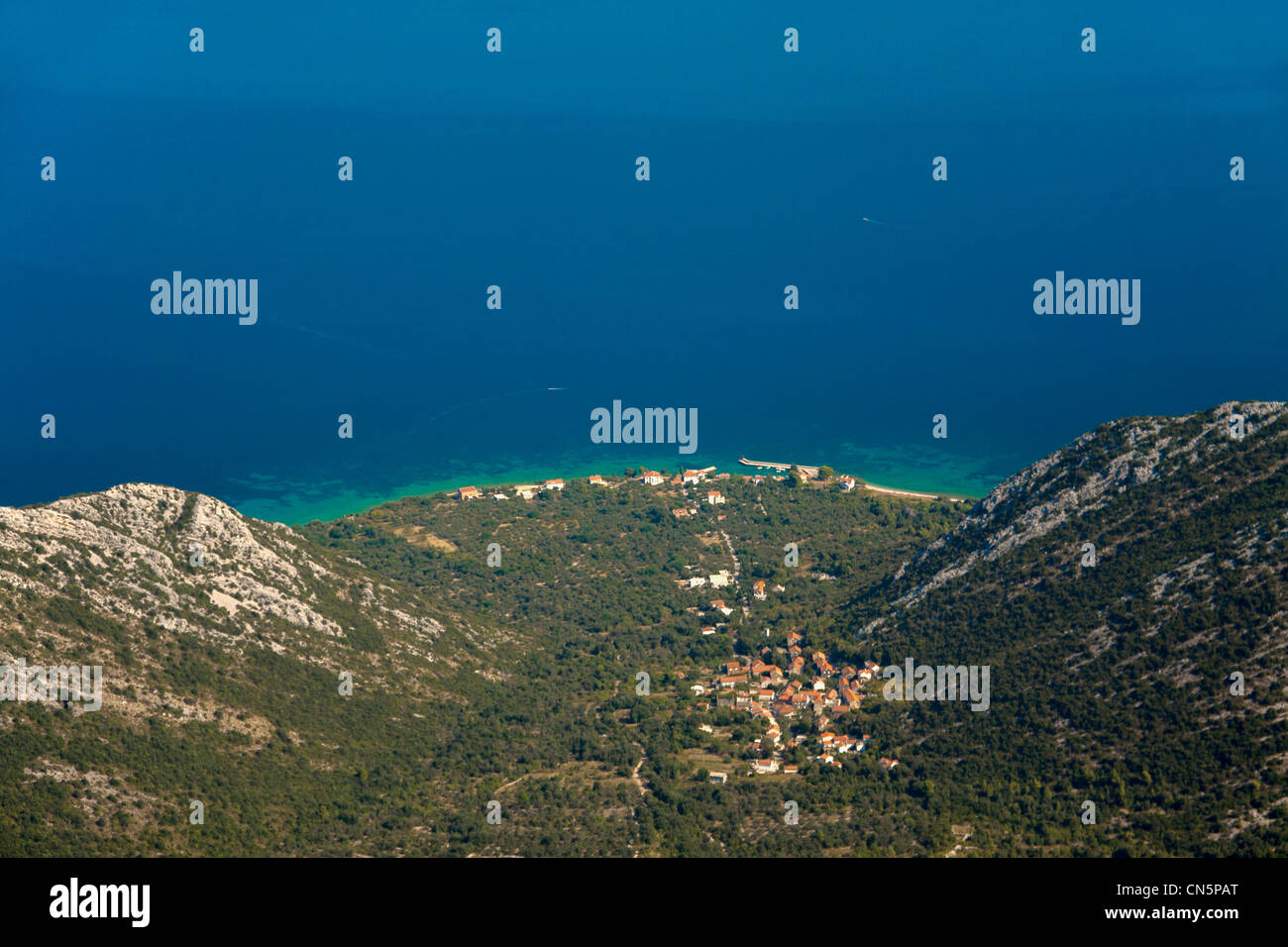 Duba Peljeska village seen from Mount of Saint Elijah, 961 m on ...