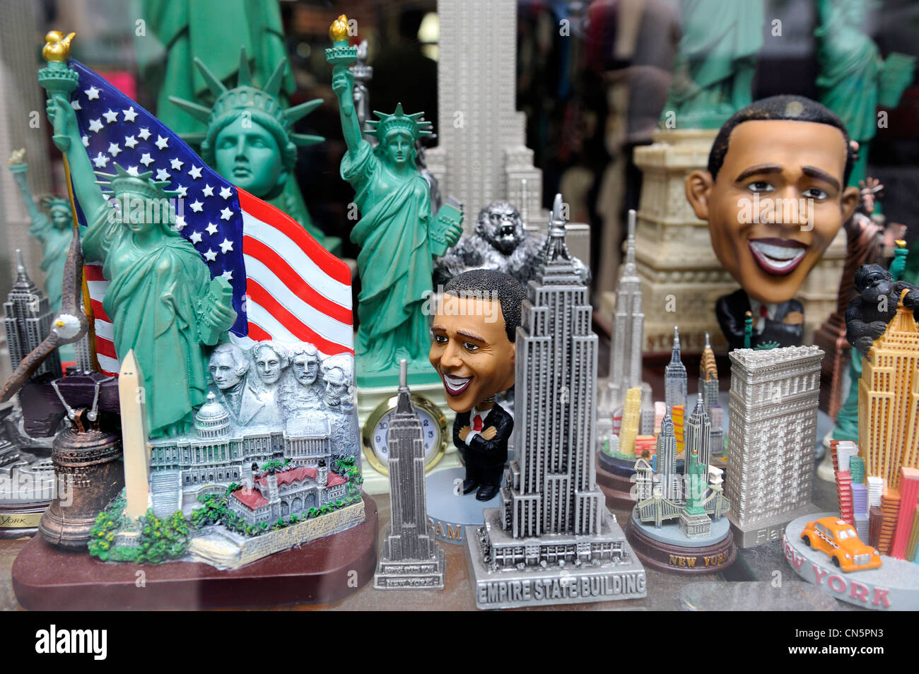 United States, New York City, Manhattan, Barack Obama and the Statue of ...