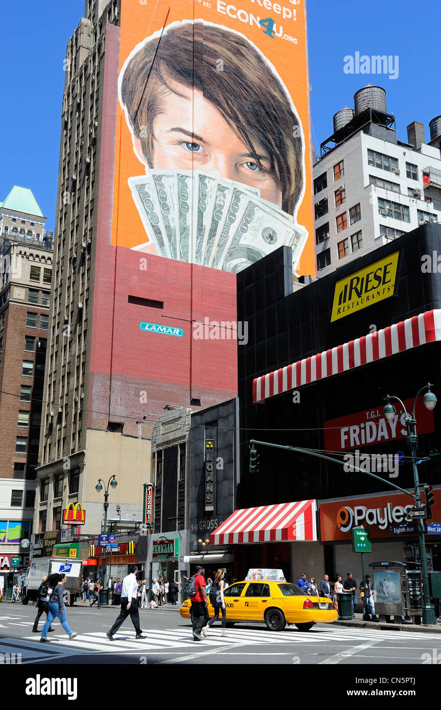 United States, New York City, Manhattan, Midtown, advertising sign at ...