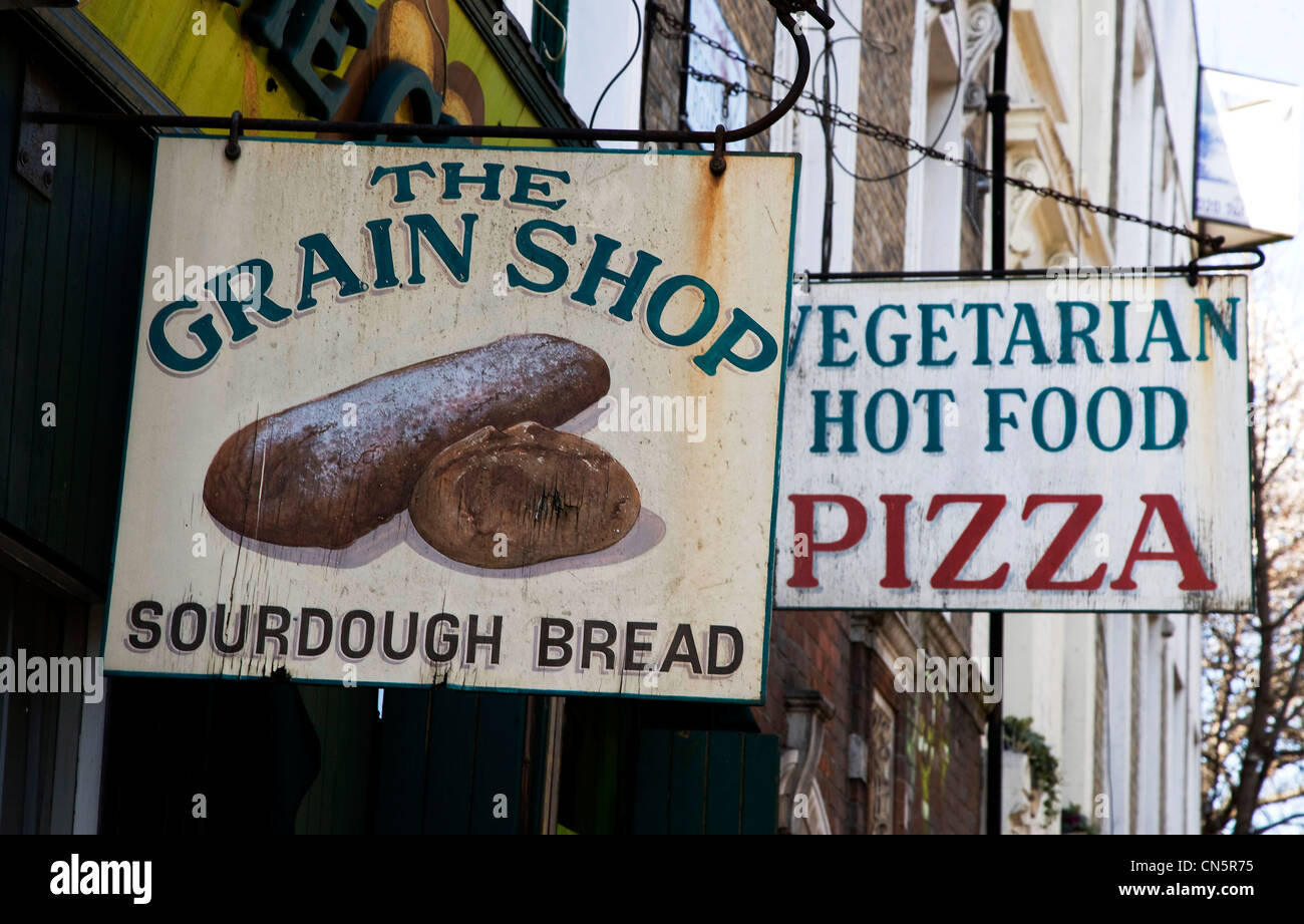 Street signs for bread and pizza Stock Photo - Alamy