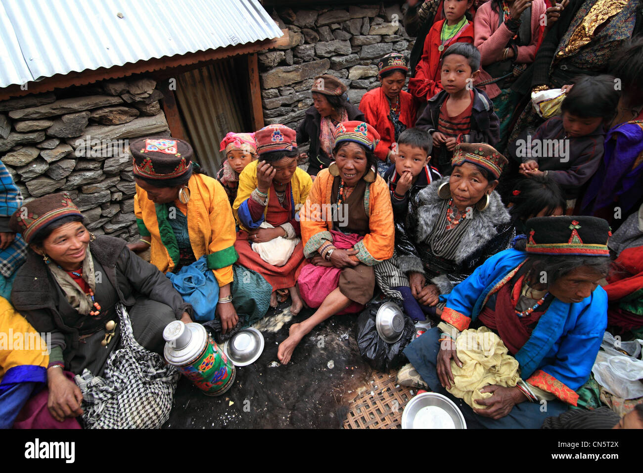 Nepali rural Tamang people during a funeral ceremony Nepal Stock Photo ...
