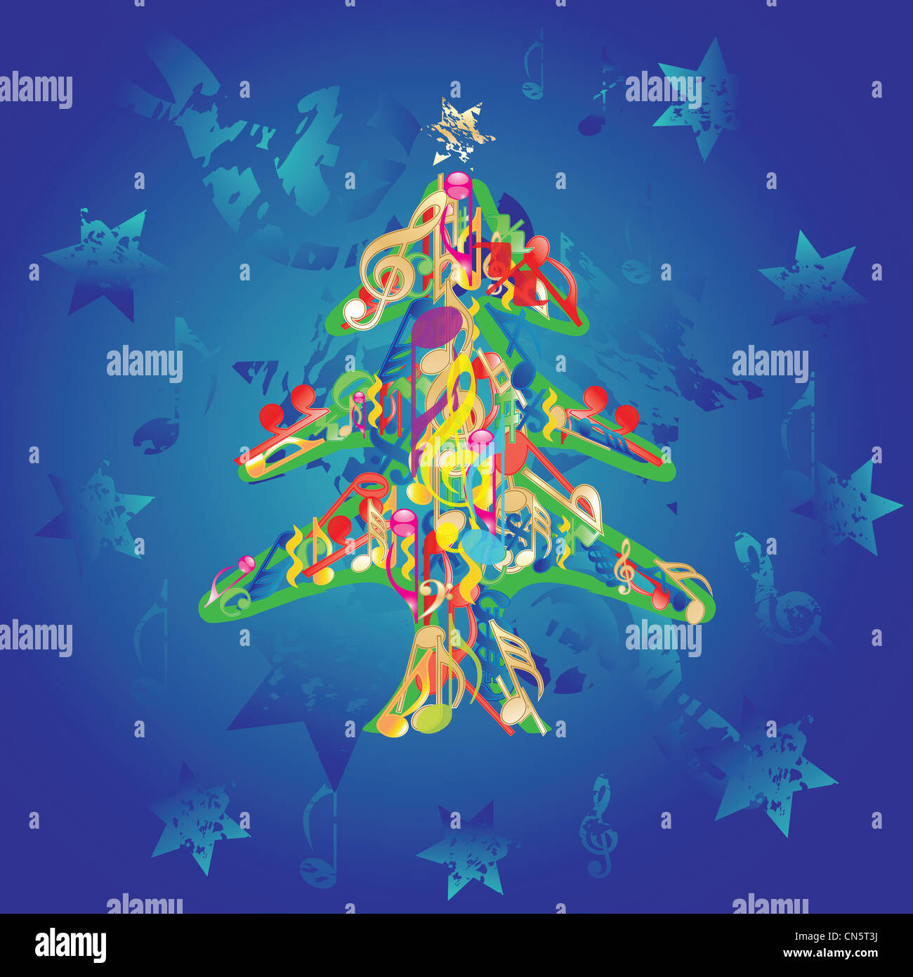 musical christmas tree background, vector illustration Stock Photo - Alamy