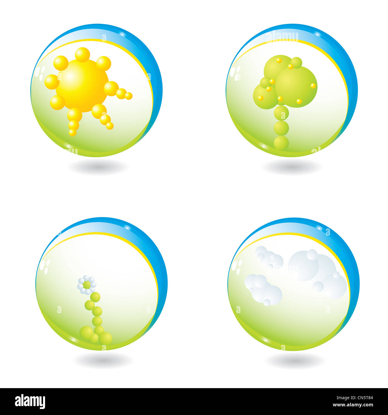 Abstract nature elements in spheres, vector illustration Stock Photo ...