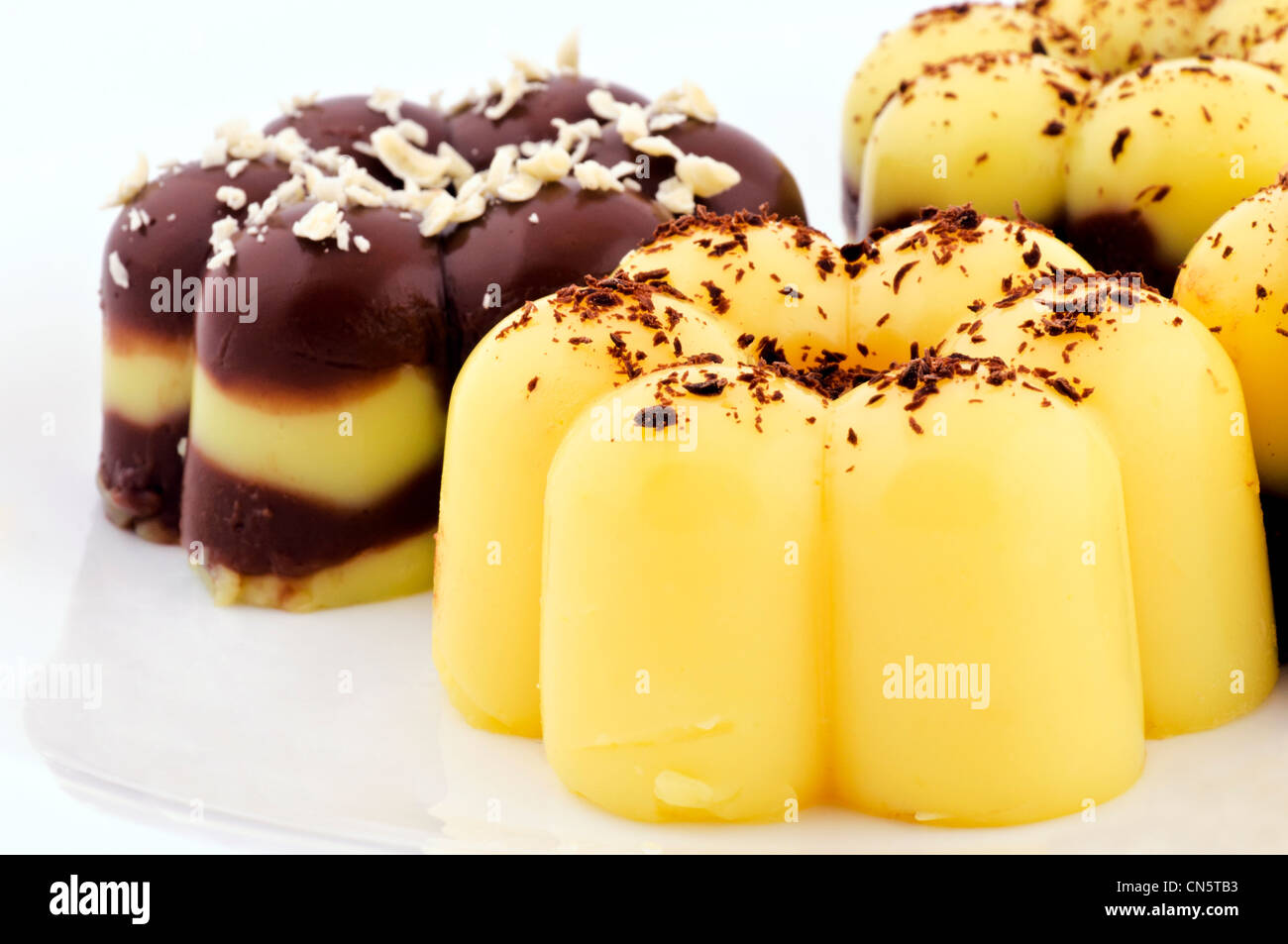 Puddings on the plate Stock Photo - Alamy