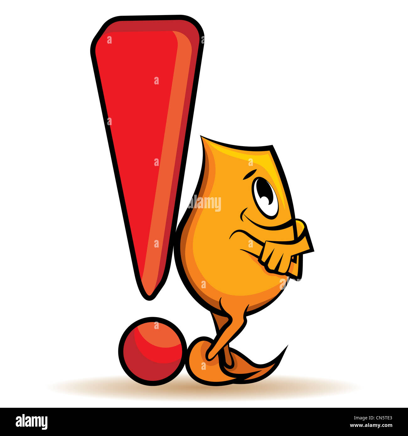 Cartoon character - Blinky - against exclamation sign, vector ...