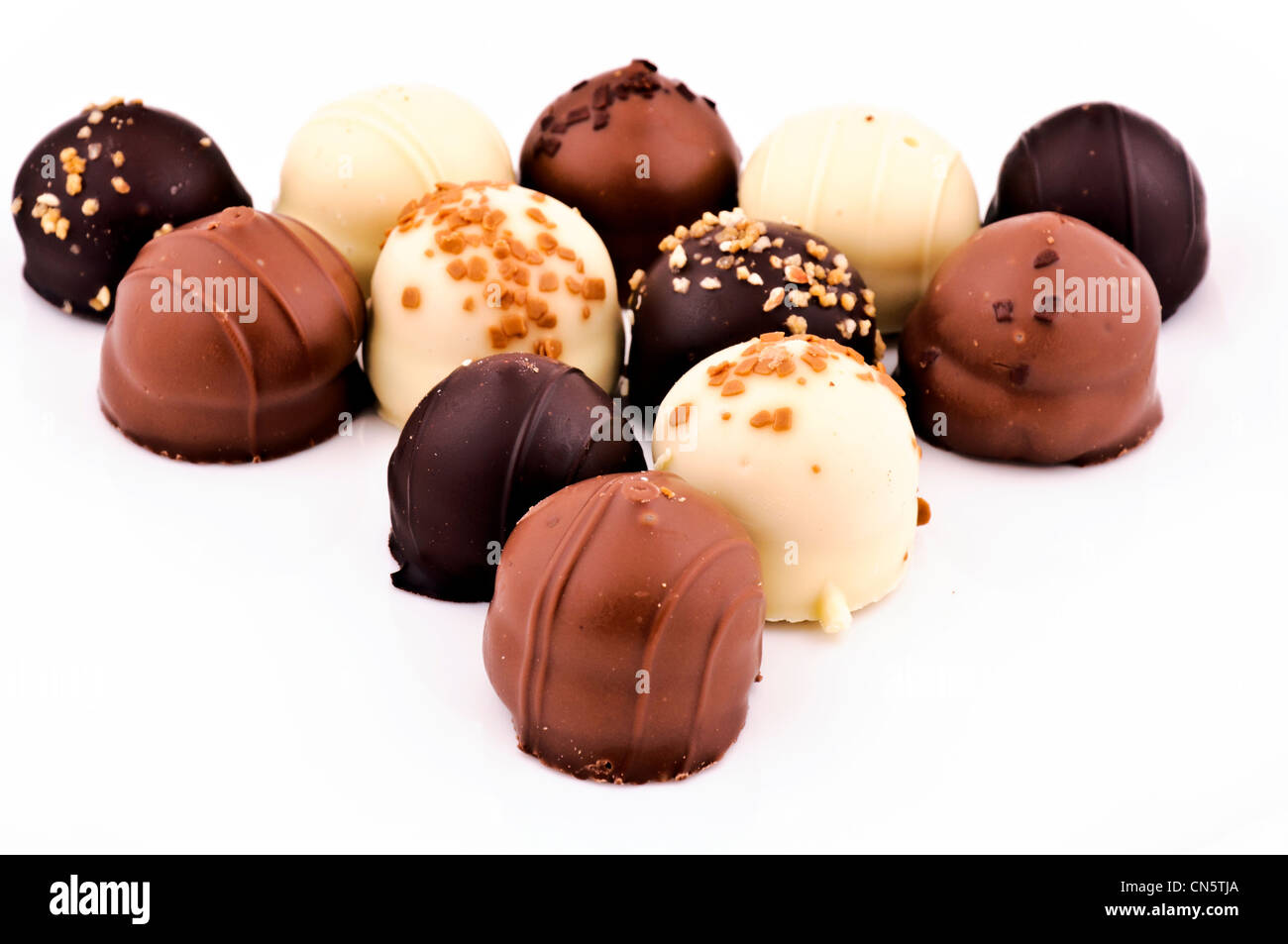 Finest Belgium pralines isolated on white Stock Photo - Alamy