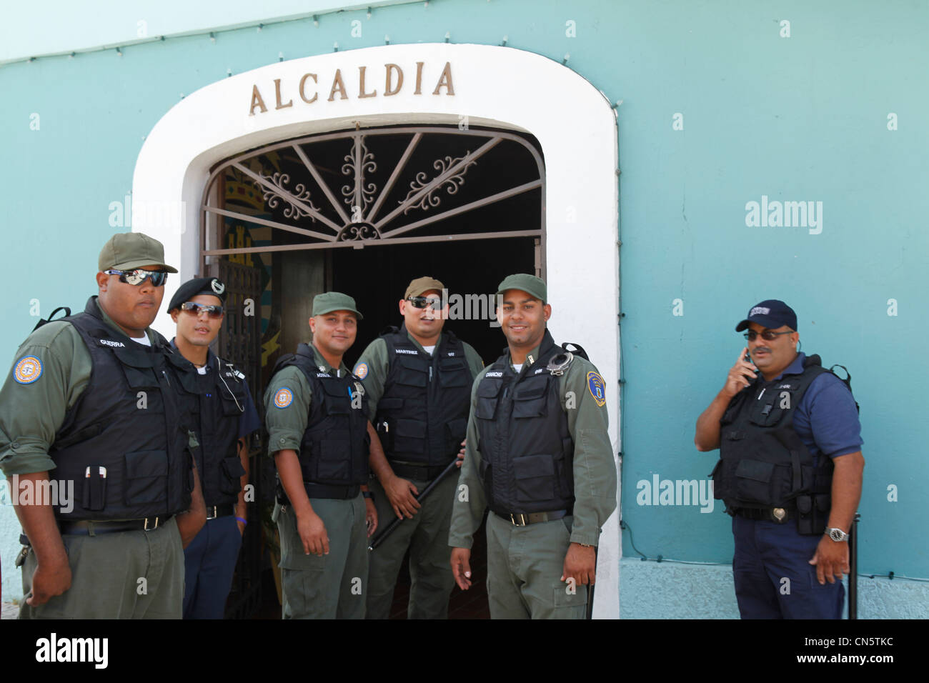 Puerto Rico, Vieques Island, town of Isabel Segunda, the police Stock ...