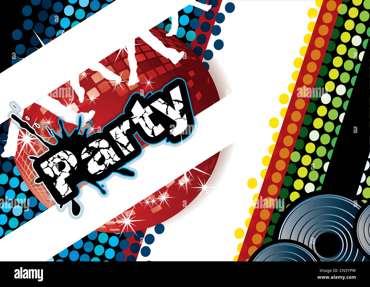 Party poster with disco ball and dot pattern, eps10 vector illustration ...