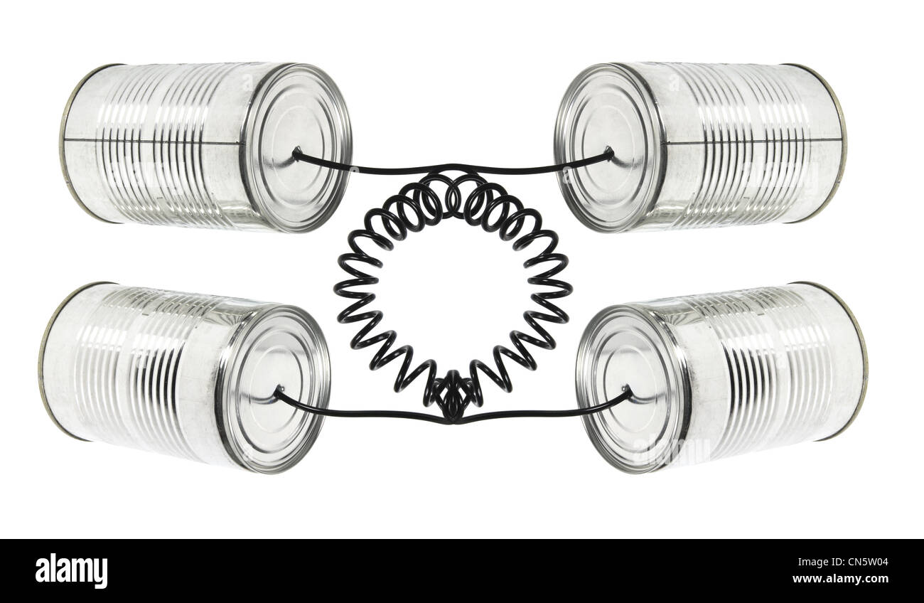 Tin Can Telephones Stock Photo - Alamy
