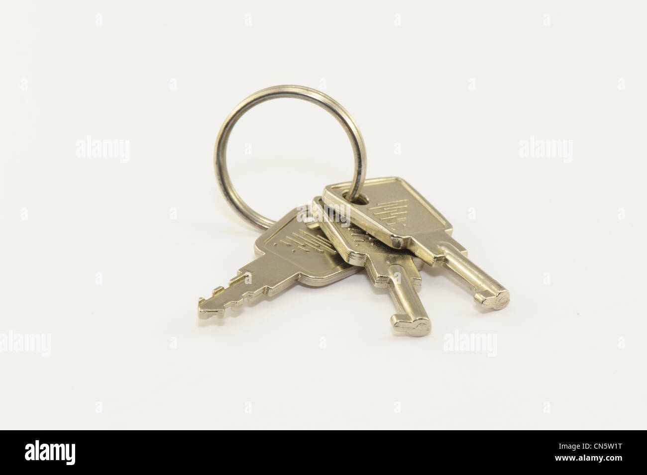 keys on ring 3 taken on a white background Stock Photo - Alamy