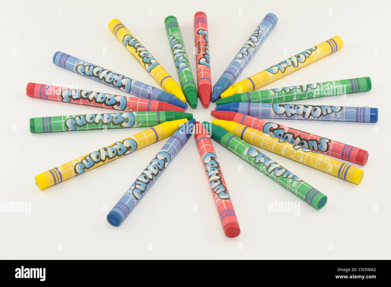 colored wax crayons taken on a white background Stock Photo - Alamy