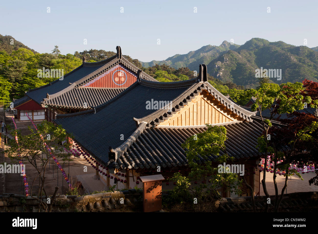 South Korea, South Gyeongsang Province, Haein Buddhist Temple, elevated ...