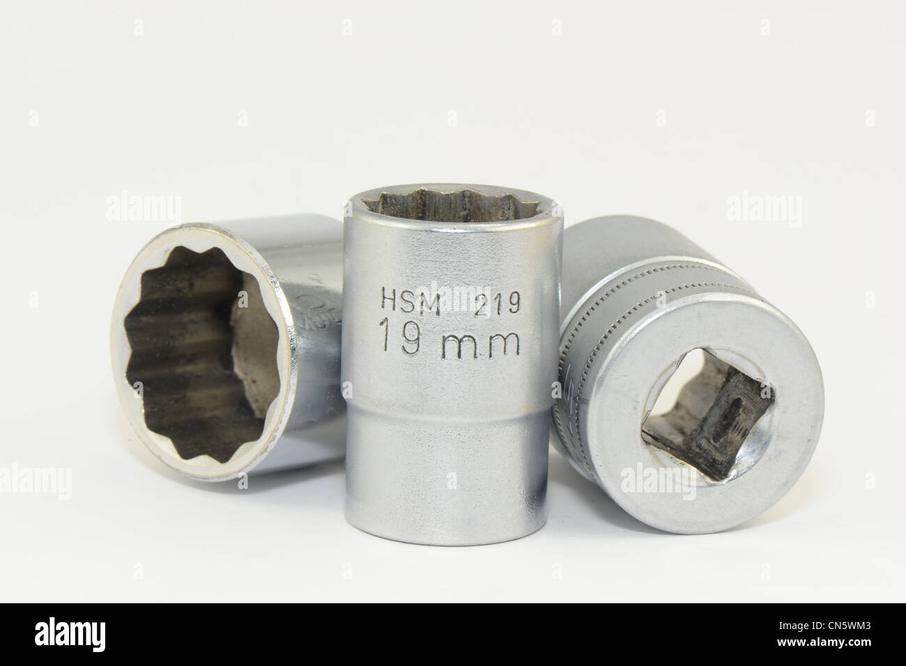 tools sockets taken on a white background half inch drive chromed steel ...
