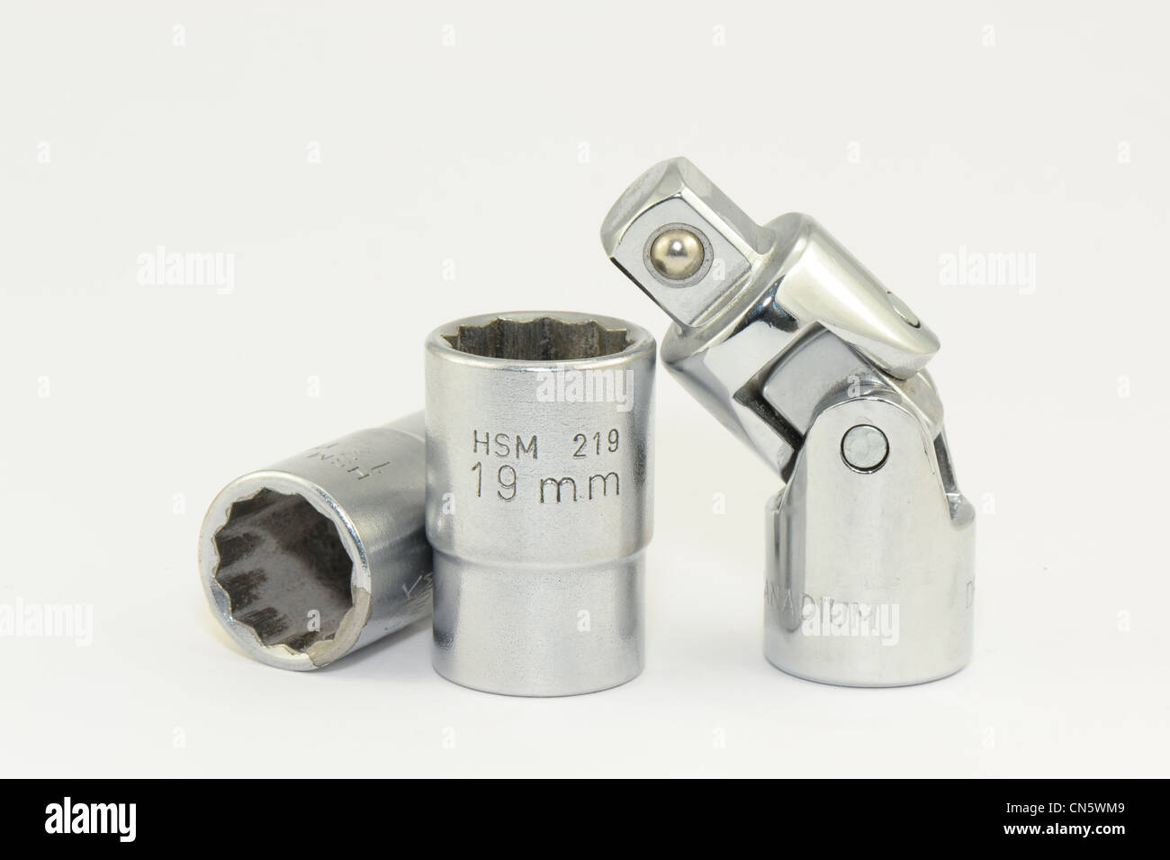 tools sockets taken on a white background half inch drive chromed steel ...