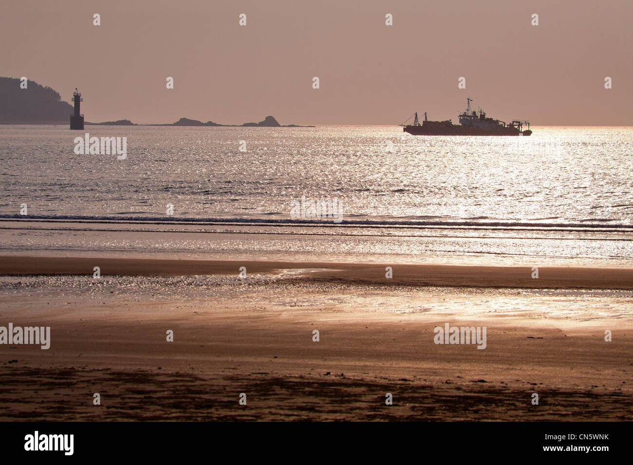 South Korea, South Chungcheong Province, Anmyeondo, beach sunset and ...