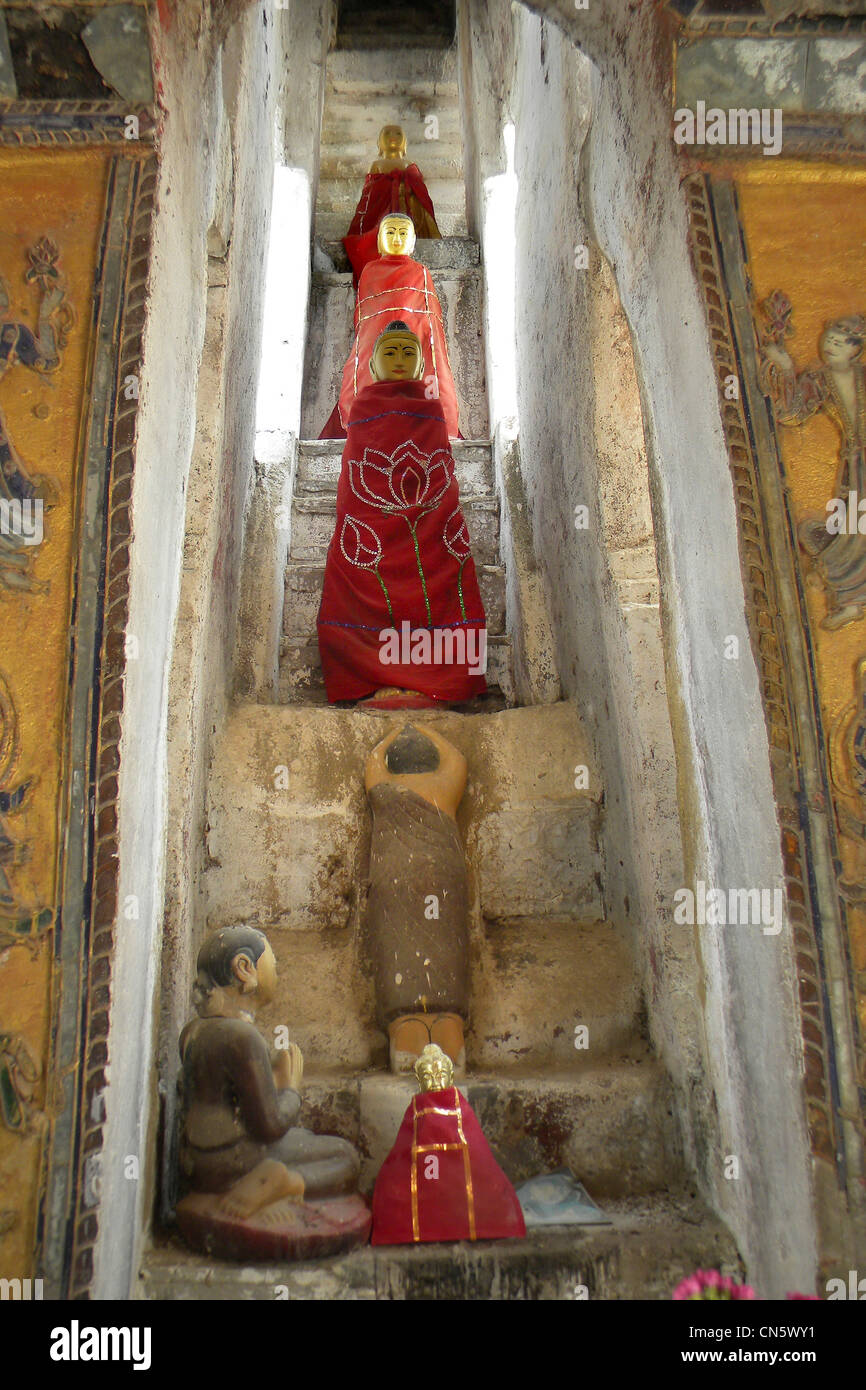 Buddha statues, Shwe Tan Pye monastery, Inle lake, Myanmar Stock Photo ...