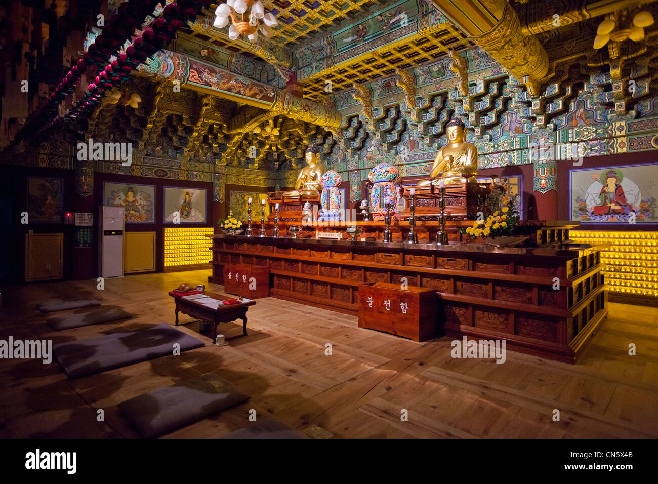South Korea, South Gyeongsang Province, Haein Buddhist Temple, altar ...