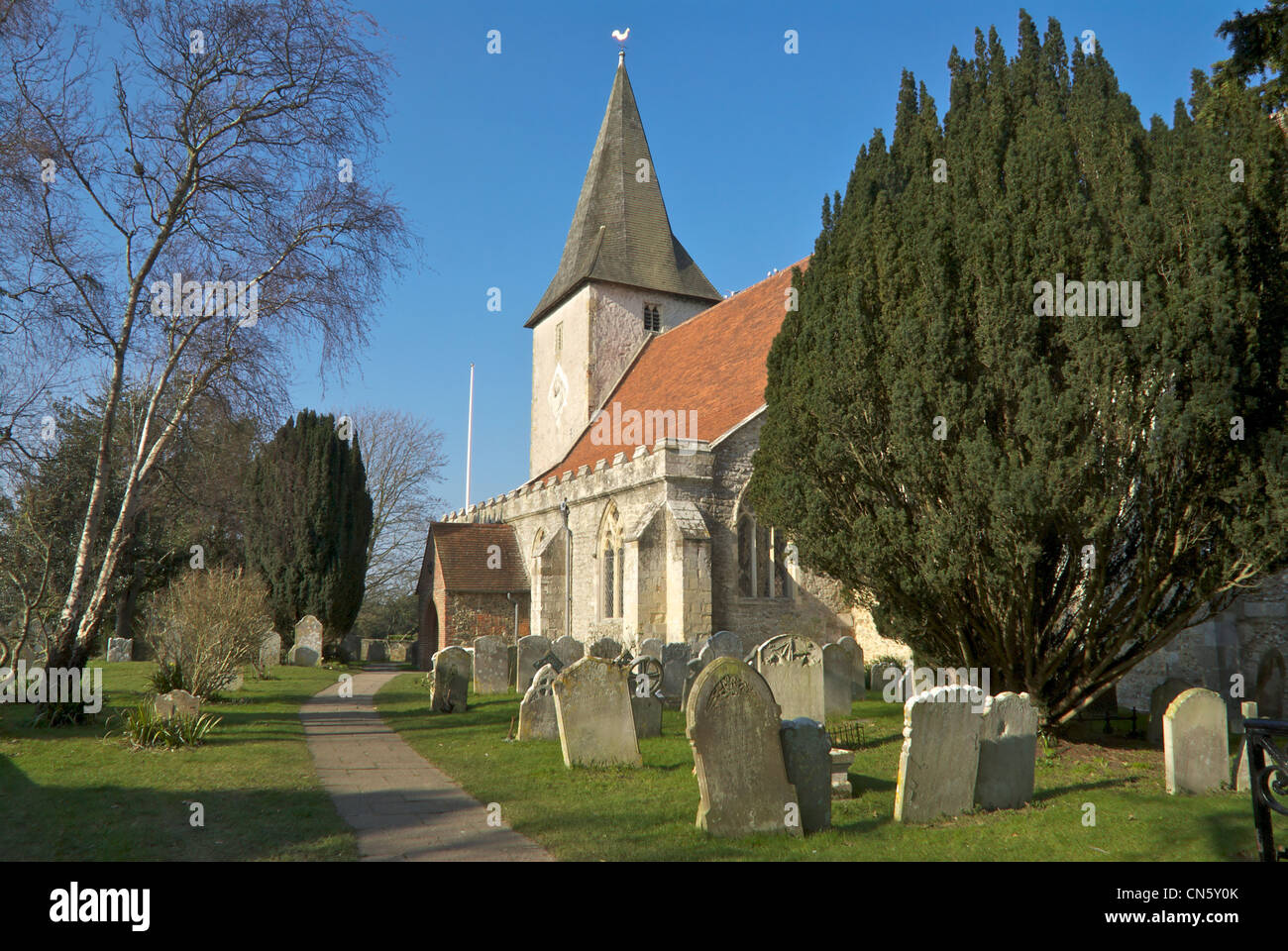 Bosham village church yard Stock Photo - Alamy