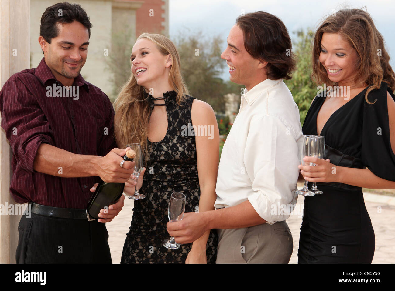 champagne party group Stock Photo - Alamy