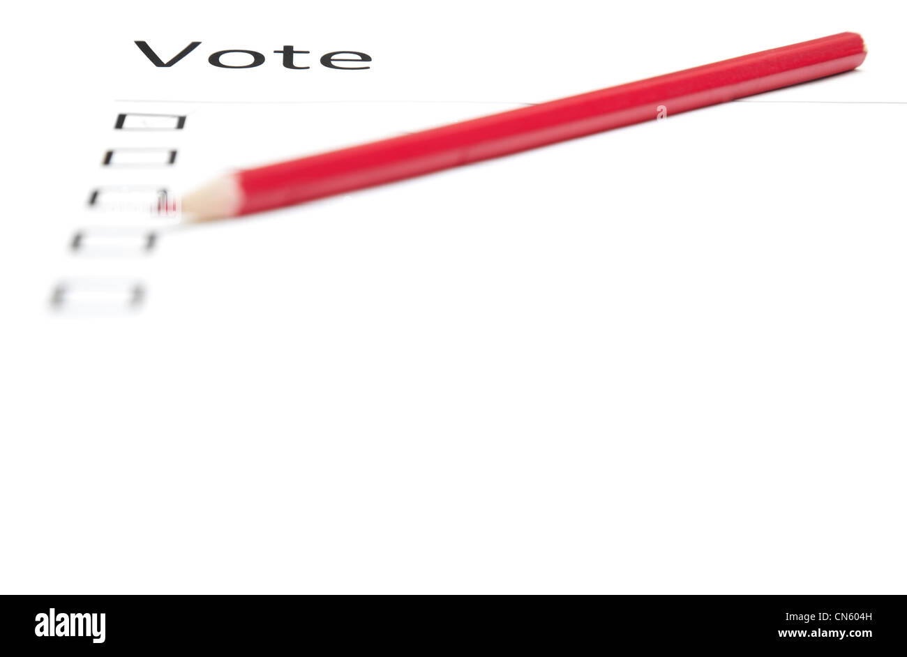 Voting bulletin with red pencil to make choice Stock Photo - Alamy