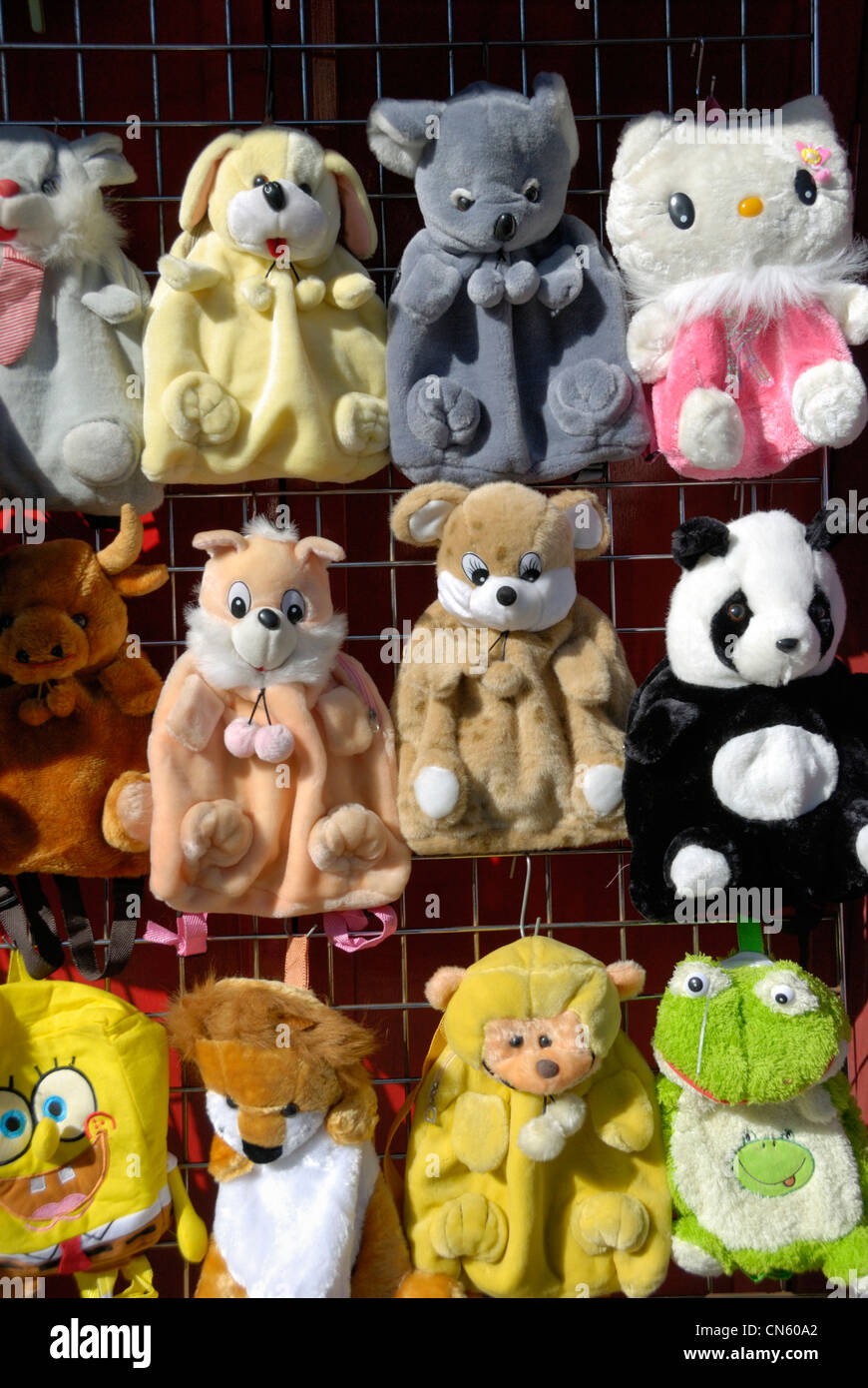 Cuddly toy glove-puppets on a stall Stock Photo - Alamy