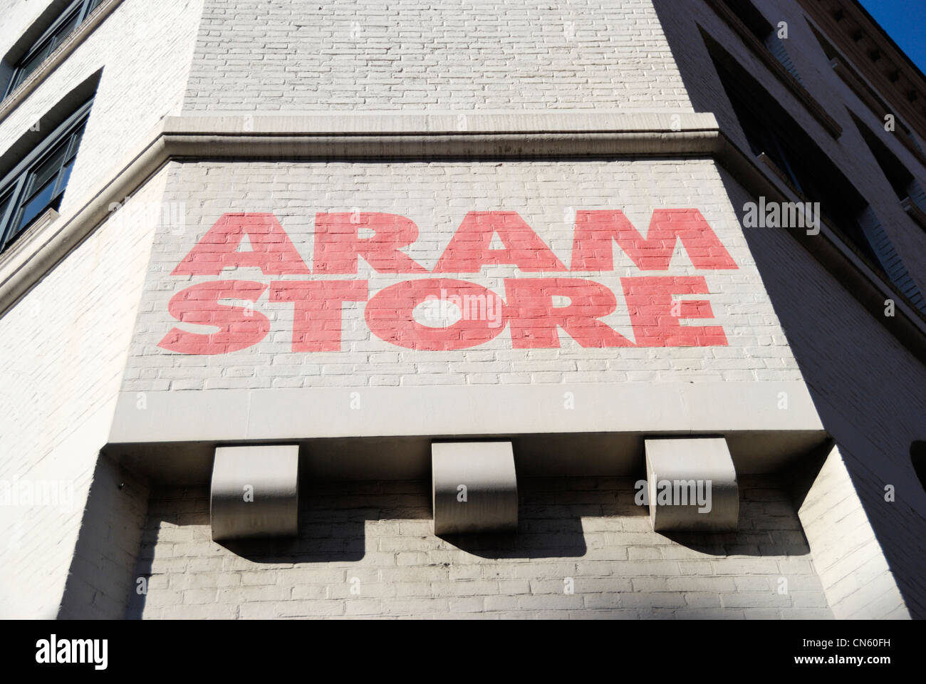 Aram Store furniture store sign logo, London, UK Stock Photo - Alamy